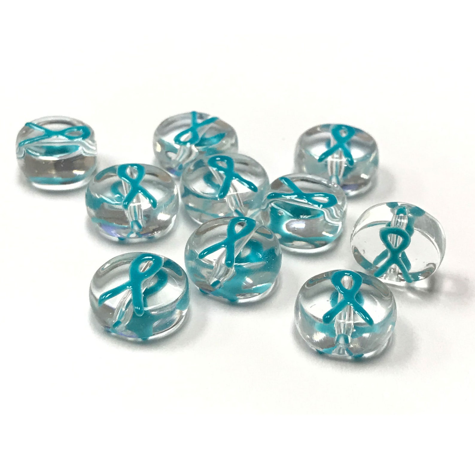 Ribbon Beads, Cancer Awareness Glass Beads for Bracelet Making, DIY ...