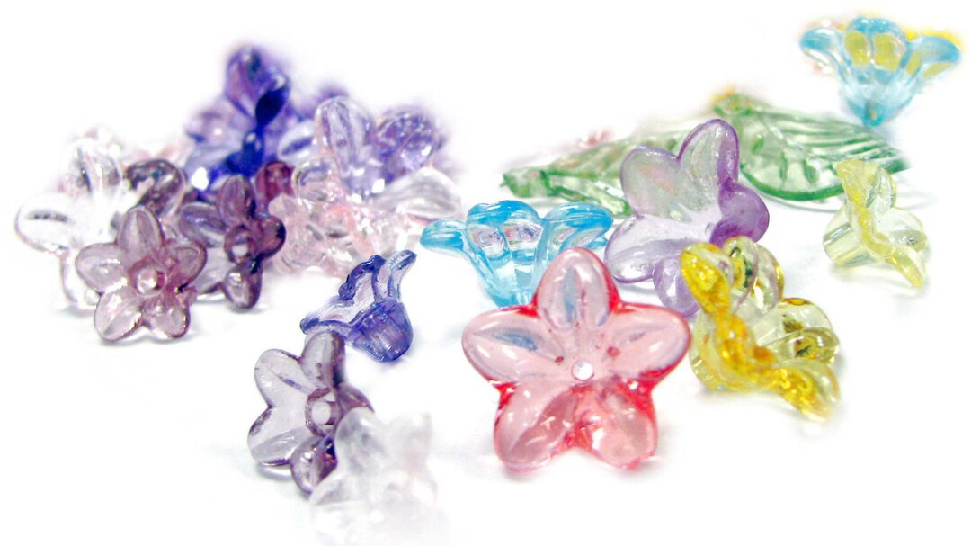 Flower Plastic Beads Bulk - Flower Leaves Mix Plastic Beads for Crafts ...