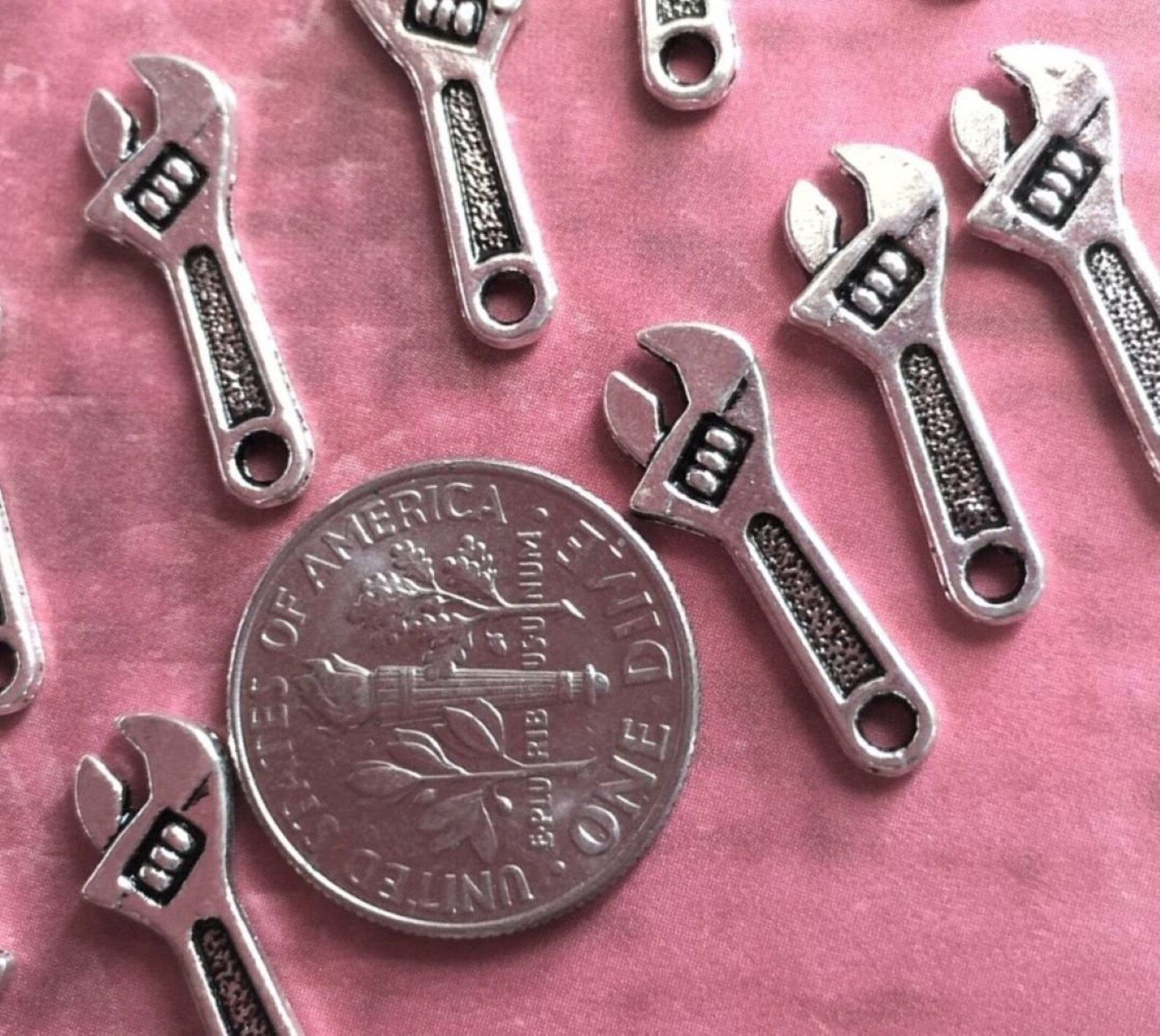 Wrench Charms, Handyman Tool Miniature Adjustable Wrench Charm Pendant ...