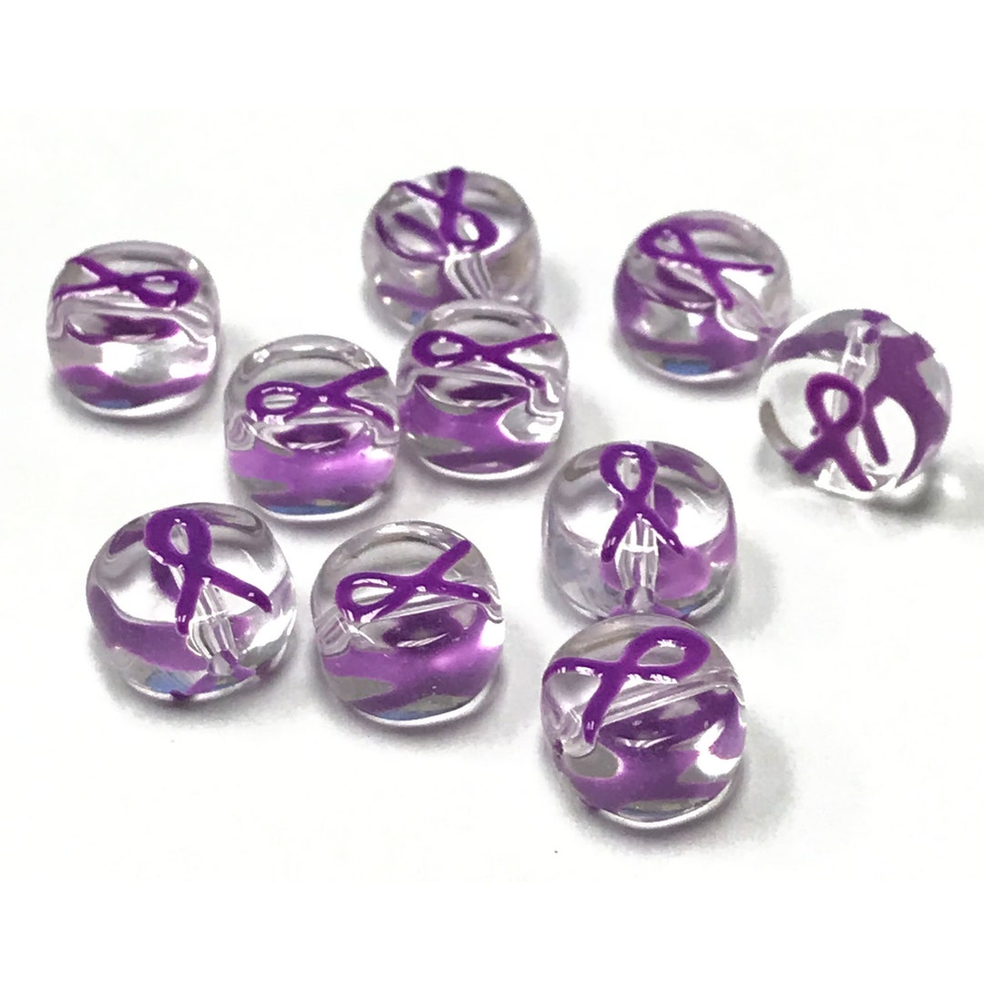 Ribbon Cancer Awareness Glass Beads Bulk for Bracelet Making, DIY ...