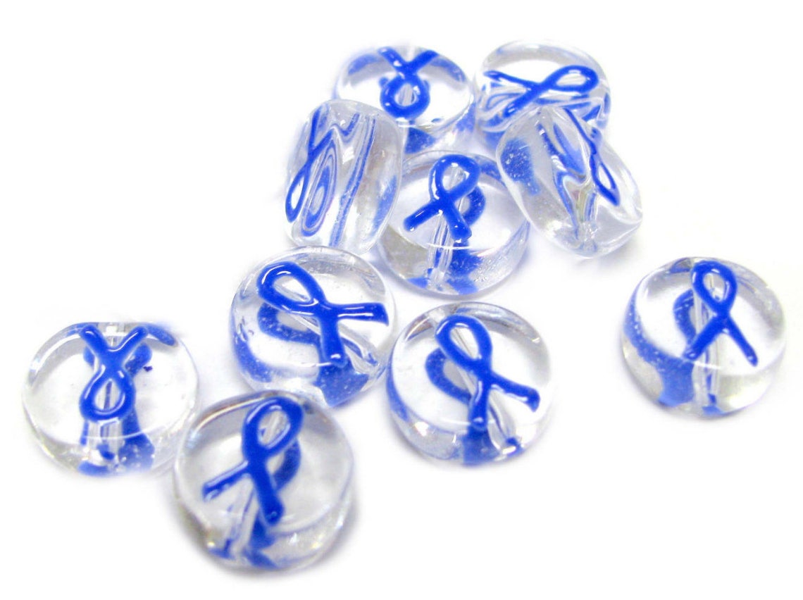 Ribbon Beads, Cancer Awareness Glass Beads for Jewelry Making, DIY ...
