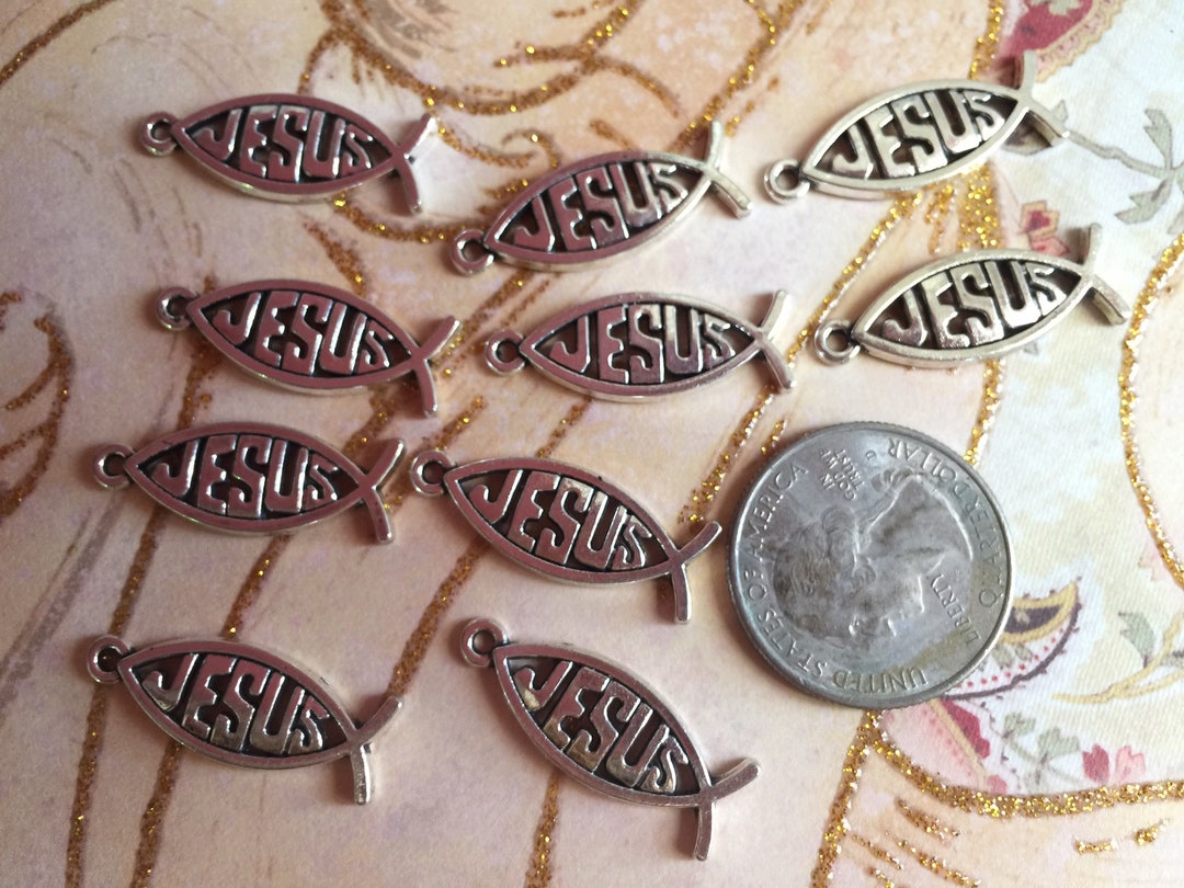 Cross Charm, Jesus Fish Charm Bulk, DIY Craft Supplies for Rosary ...