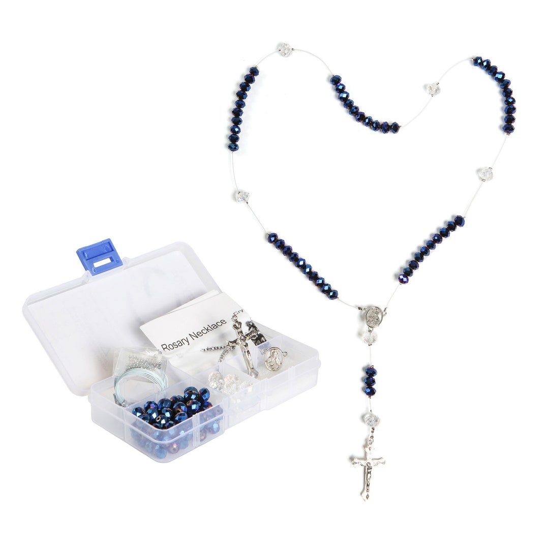 Rosary Bead Crucifix Necklace Kit, First Communion Baptism Centerpiece ...