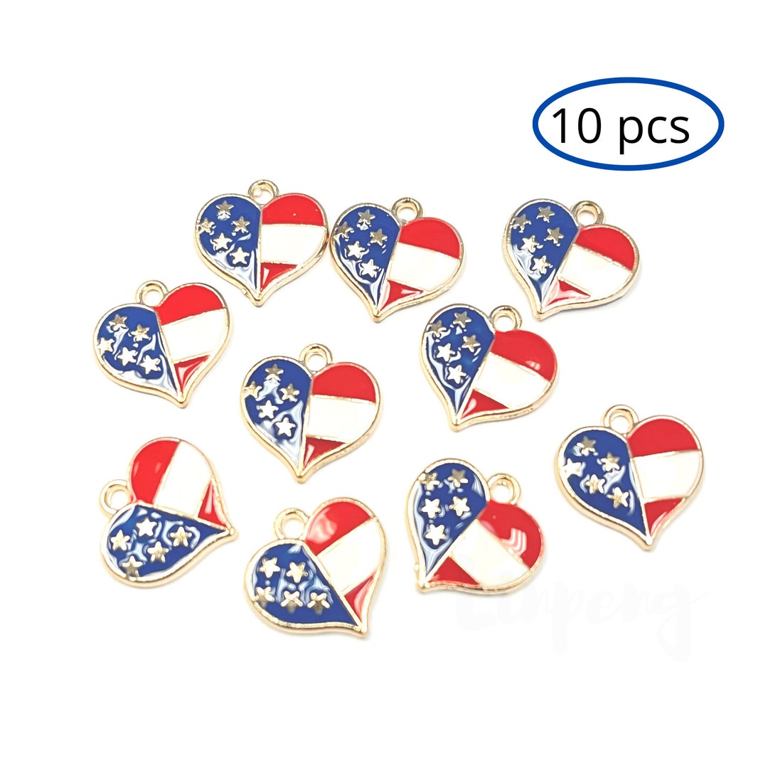 Patriotic Charms Fourth July Charm American Flag US Heart - Etsy