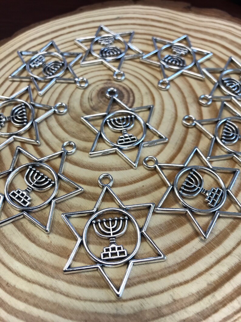 Hannukah Jewish Silver Charms Findings for Jewelry Making - Etsy