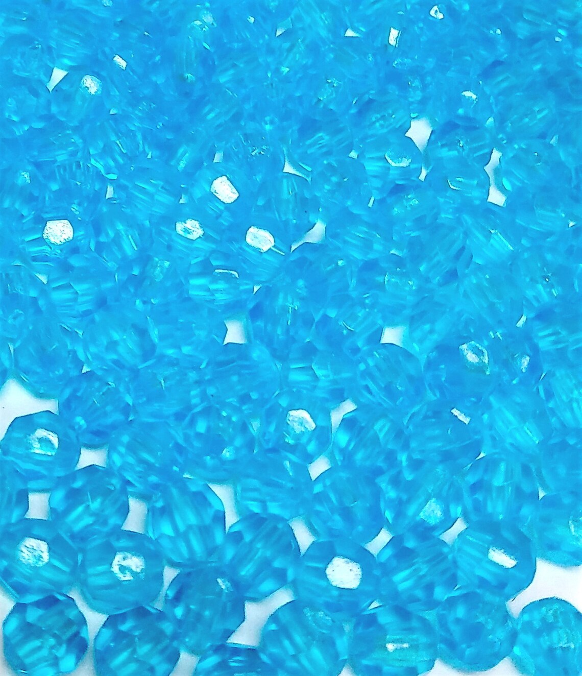 Beads for Jewelry Making - Aqua Blue Plastic Faceted Round Beads - 6mm ...