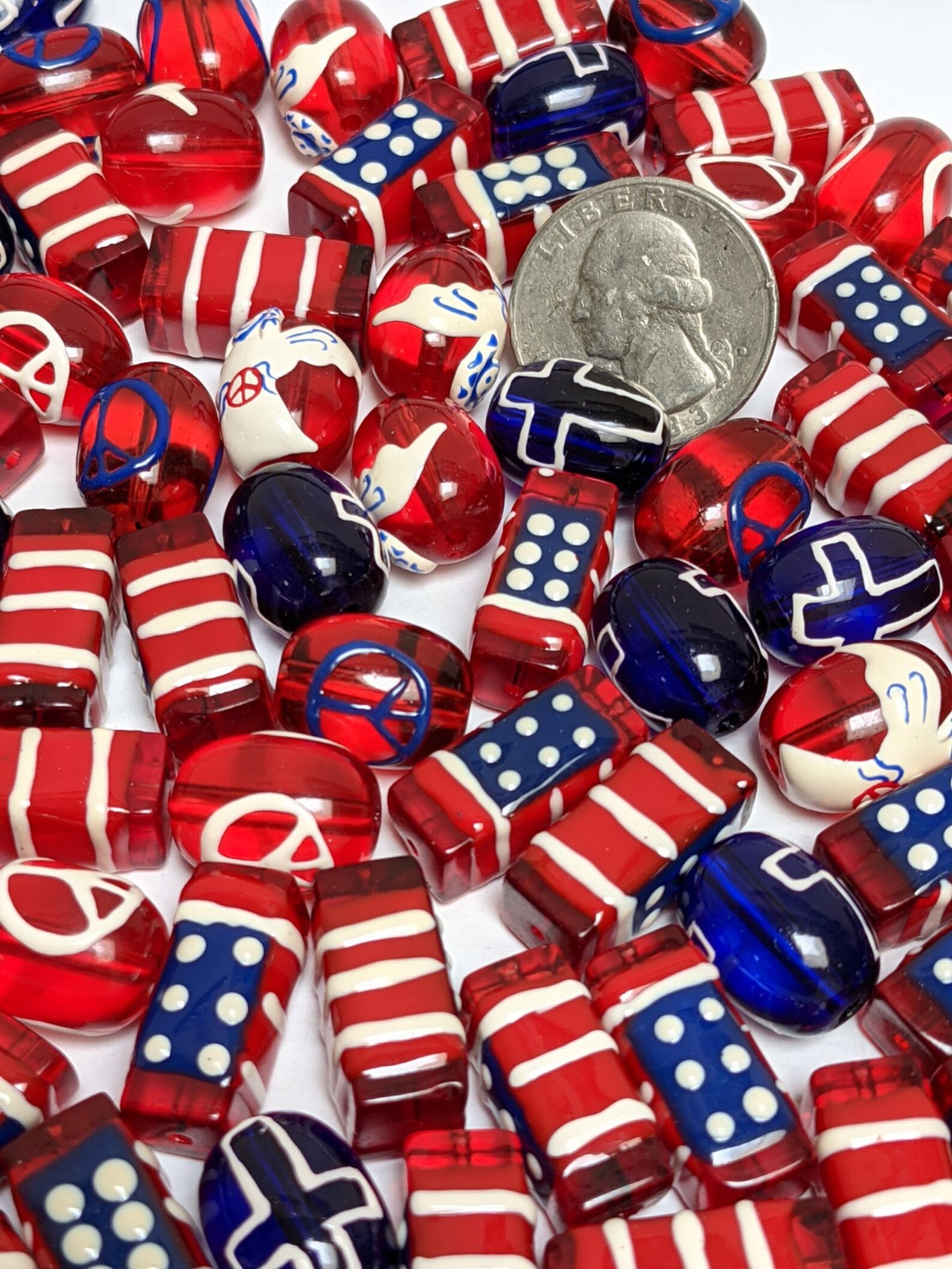 Glass Beads for Bracelet Making, Patriotic Beads Bulk, American USA ...