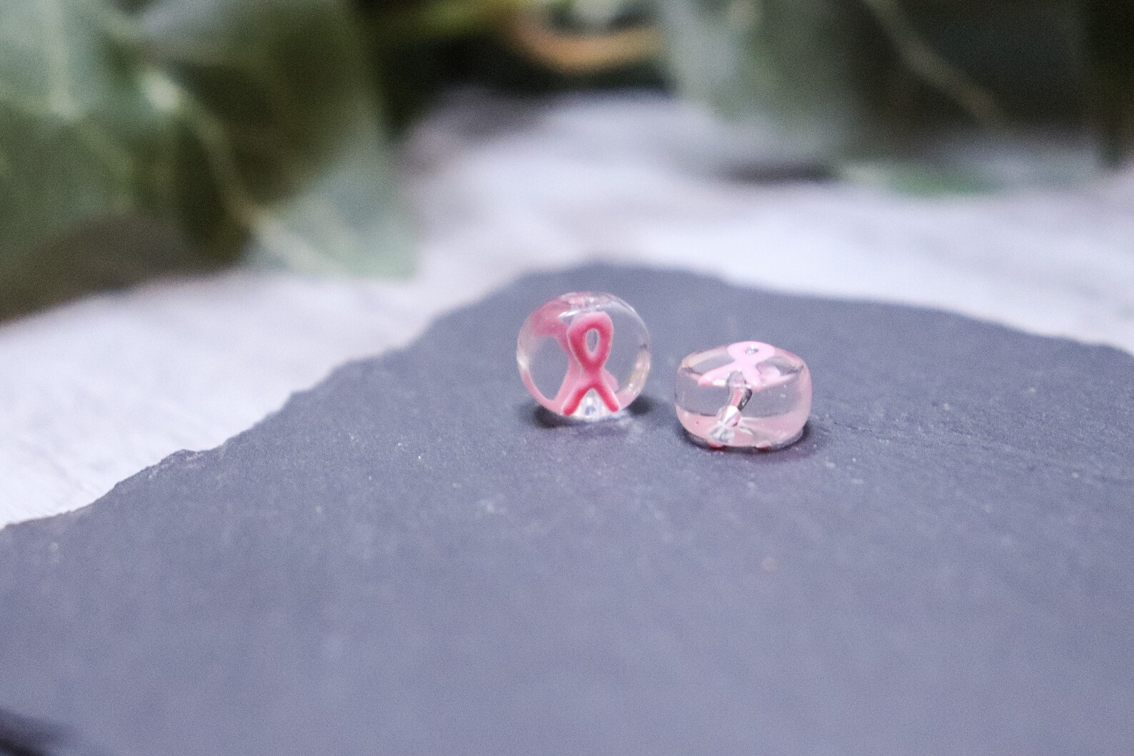 Ribbon Beads, Cancer Awareness Glass Beads Bulk for Jewelry Making ...