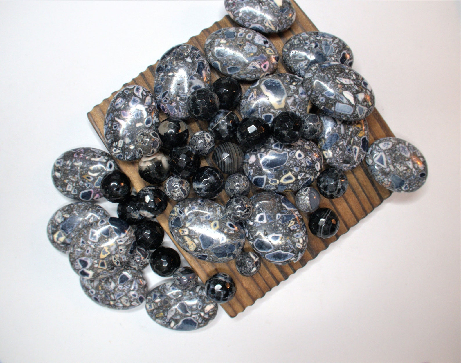 Mix Lot Stone Beads for Bracelet Jewelry Making - Grey Collage Stone ...
