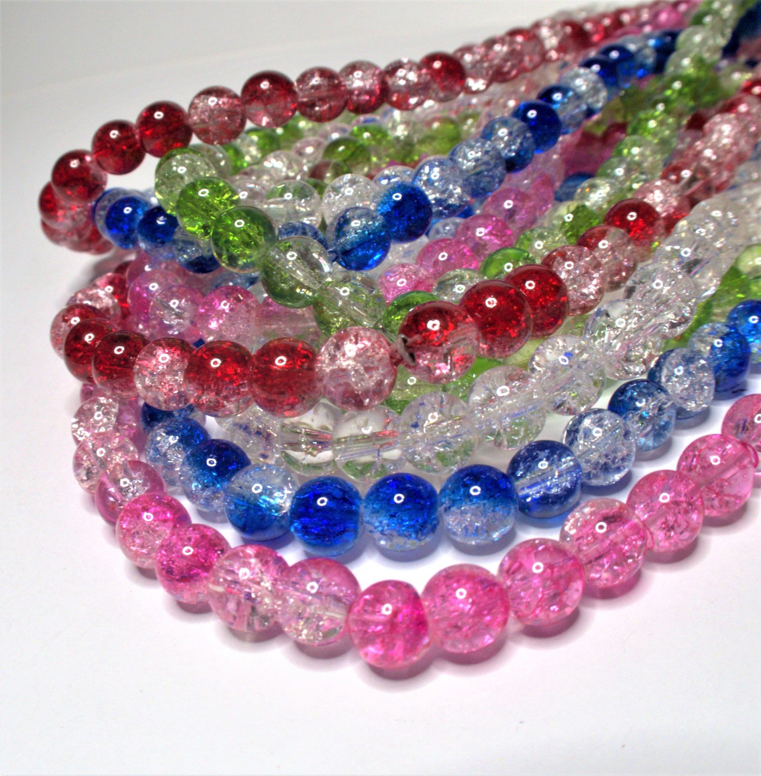 Glass Beads Bulk Multi Colors Round Crackle Beads For Etsy