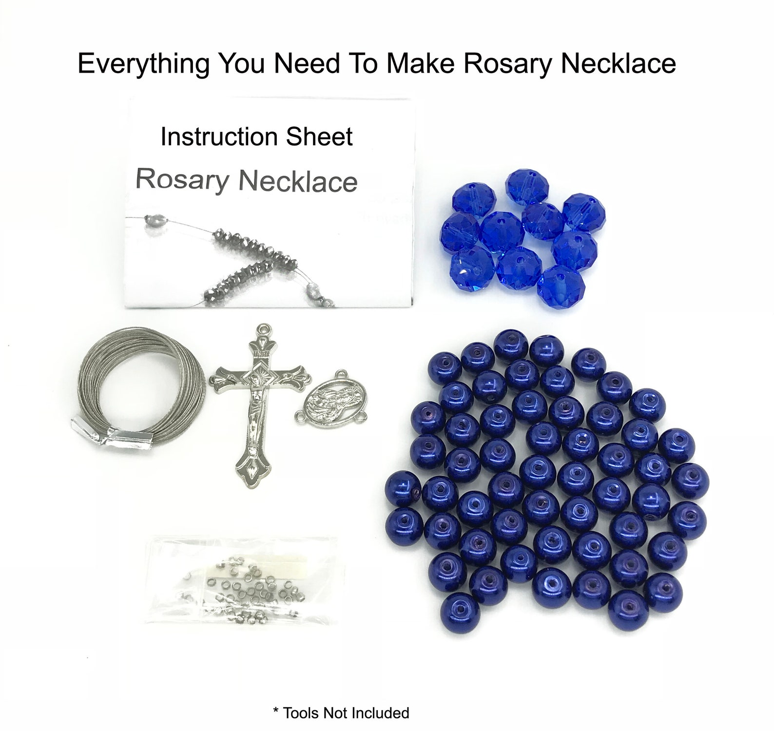 Blue Rosary Prayer Kit Rosary Bead Necklace Rosary - Etsy