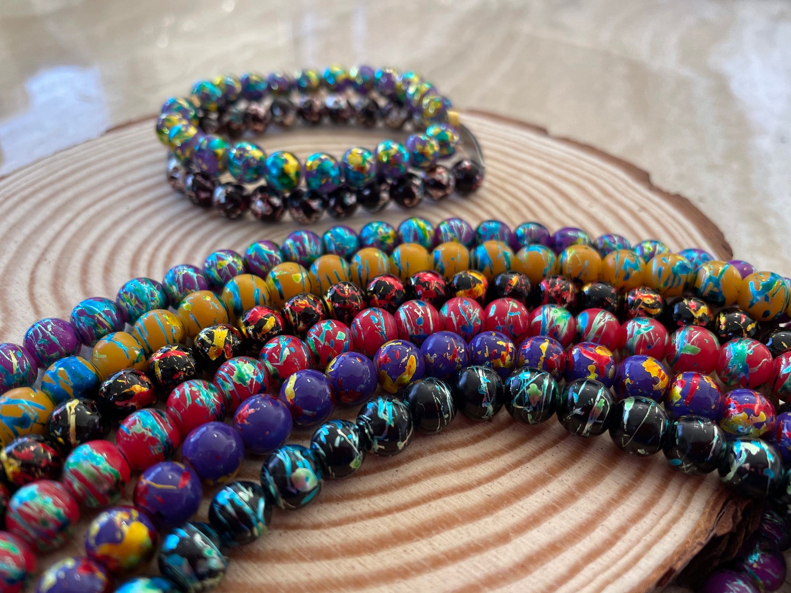 Glass Beads for Bracelet Making, Mix Color Round 8mm Spacer Bead ...