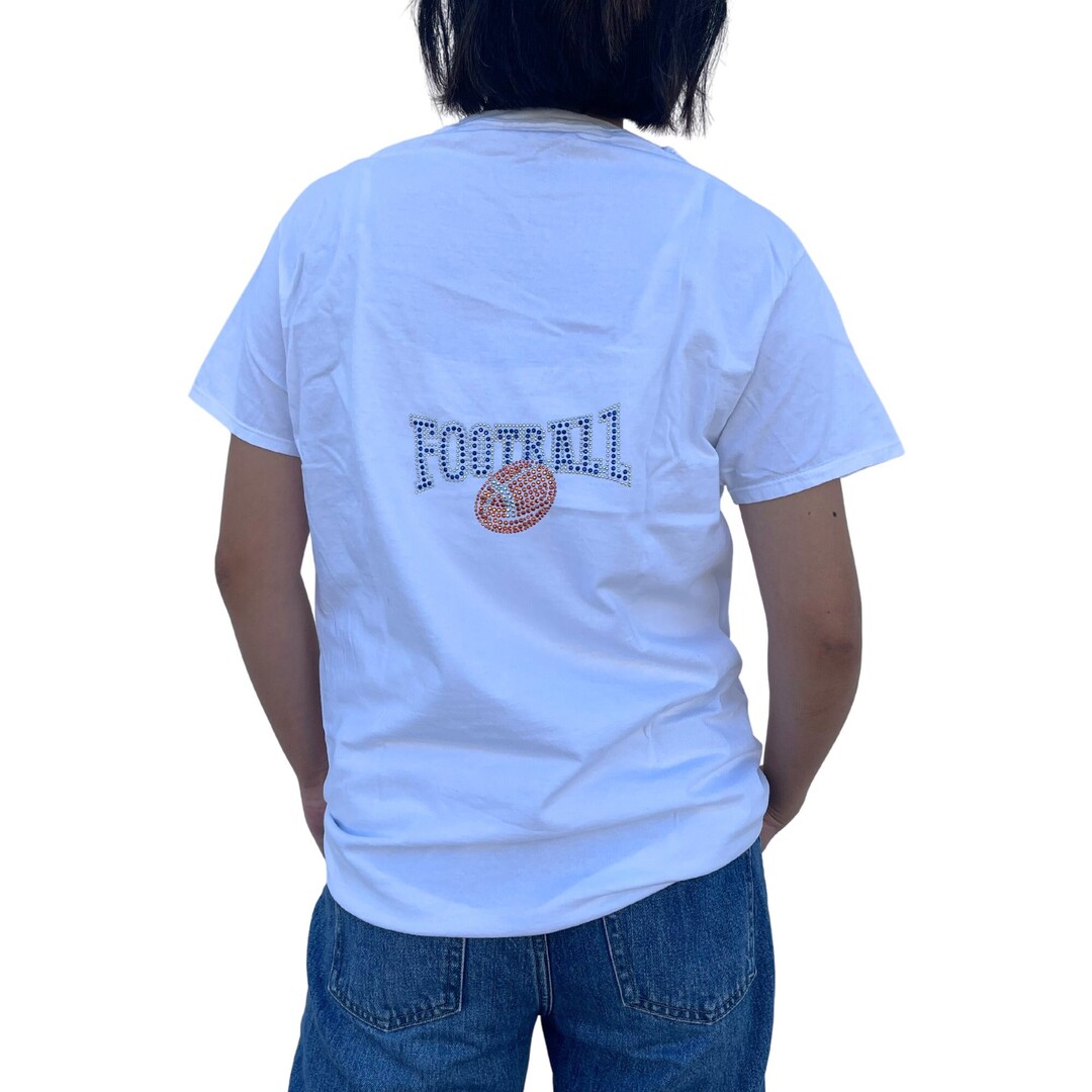 Football Hotfix Rhinestones Heat Transfer Iron On, Gold Silver Blue ...