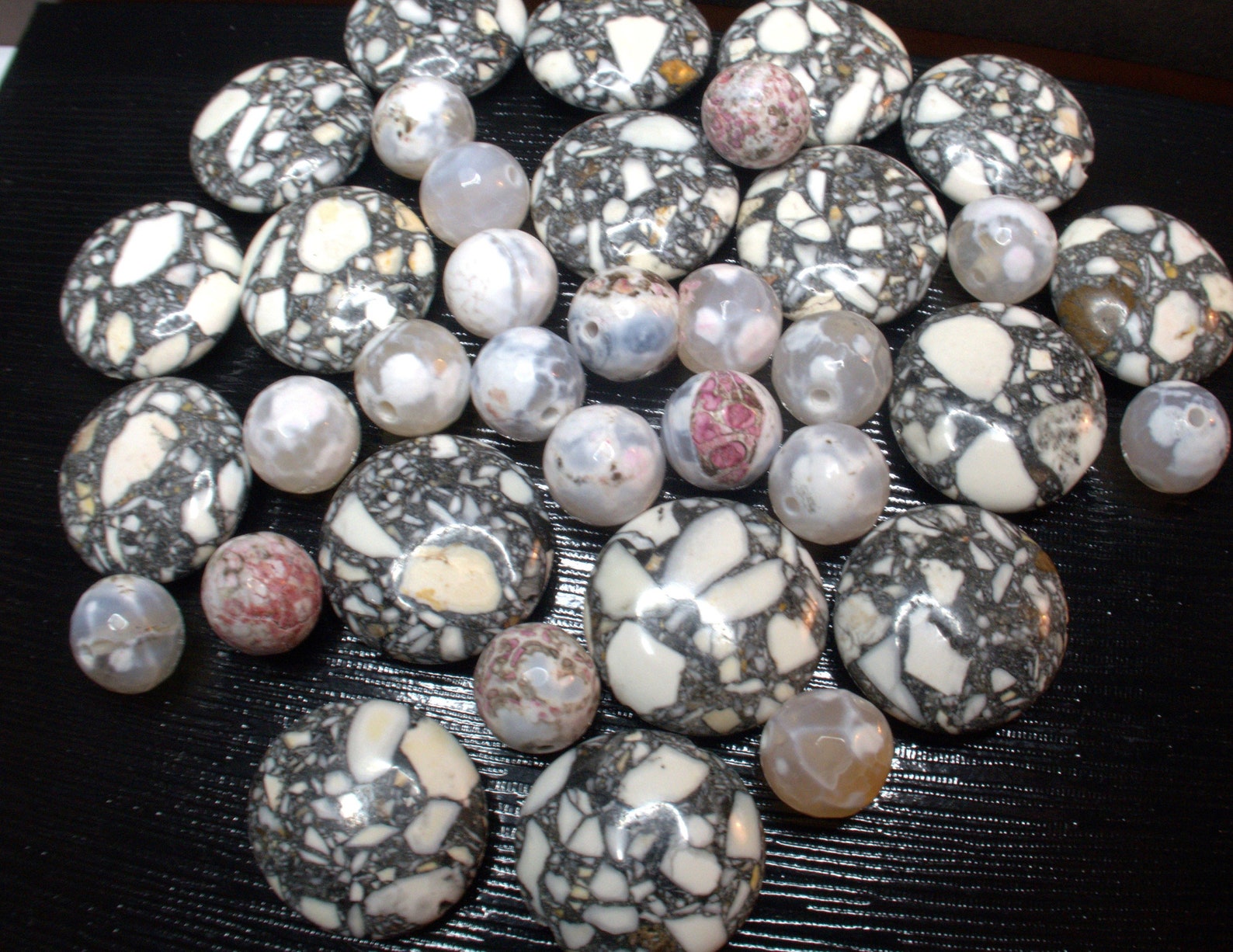 Mix Lot Stone Beads for Bracelet Jewelry Making - White Collage Stone ...