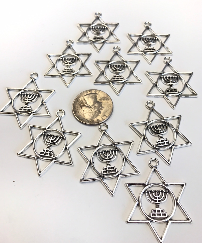 Hannukah Jewish Silver Charms Findings for Jewelry Making - Etsy