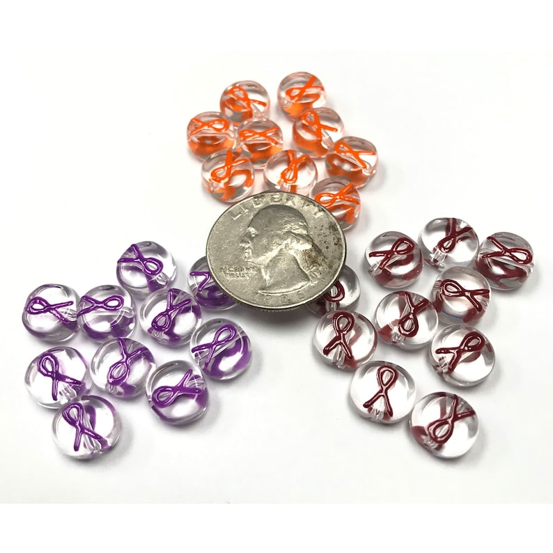 Ribbon Beads Cancer Awareness Glass Beads for Jewelry Making | Etsy