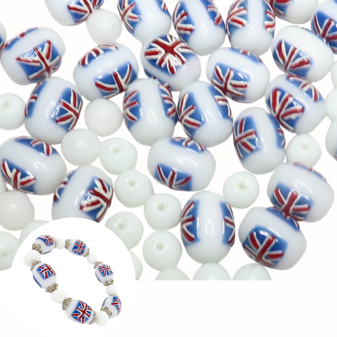 Great Britain UK British Country Flag Beads Bulk for Bracelet, Craft ...