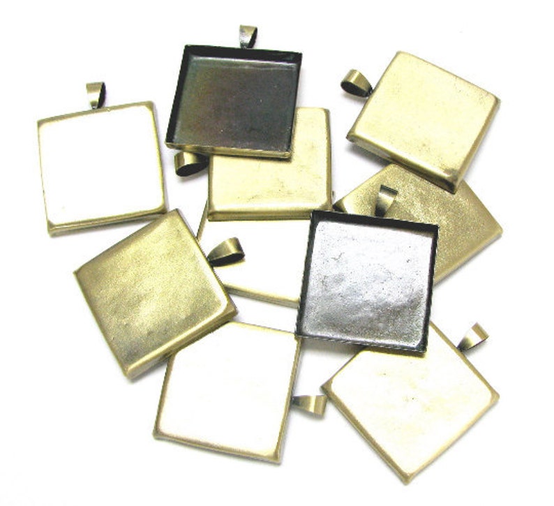 Pendant Blank Tray Cabochon Settings Antique Gold Square - Etsy