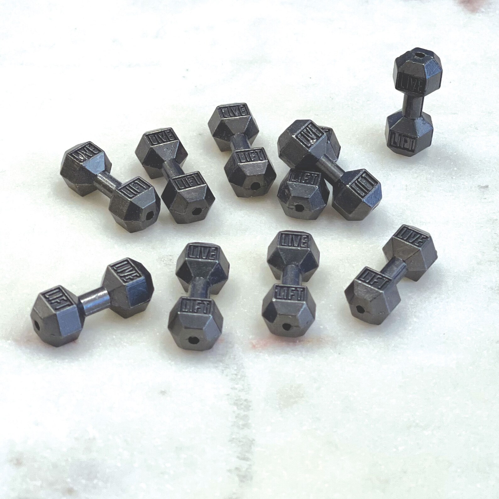Dumbbell Barbell Charm Beads Fitness Miniature Connector - Etsy