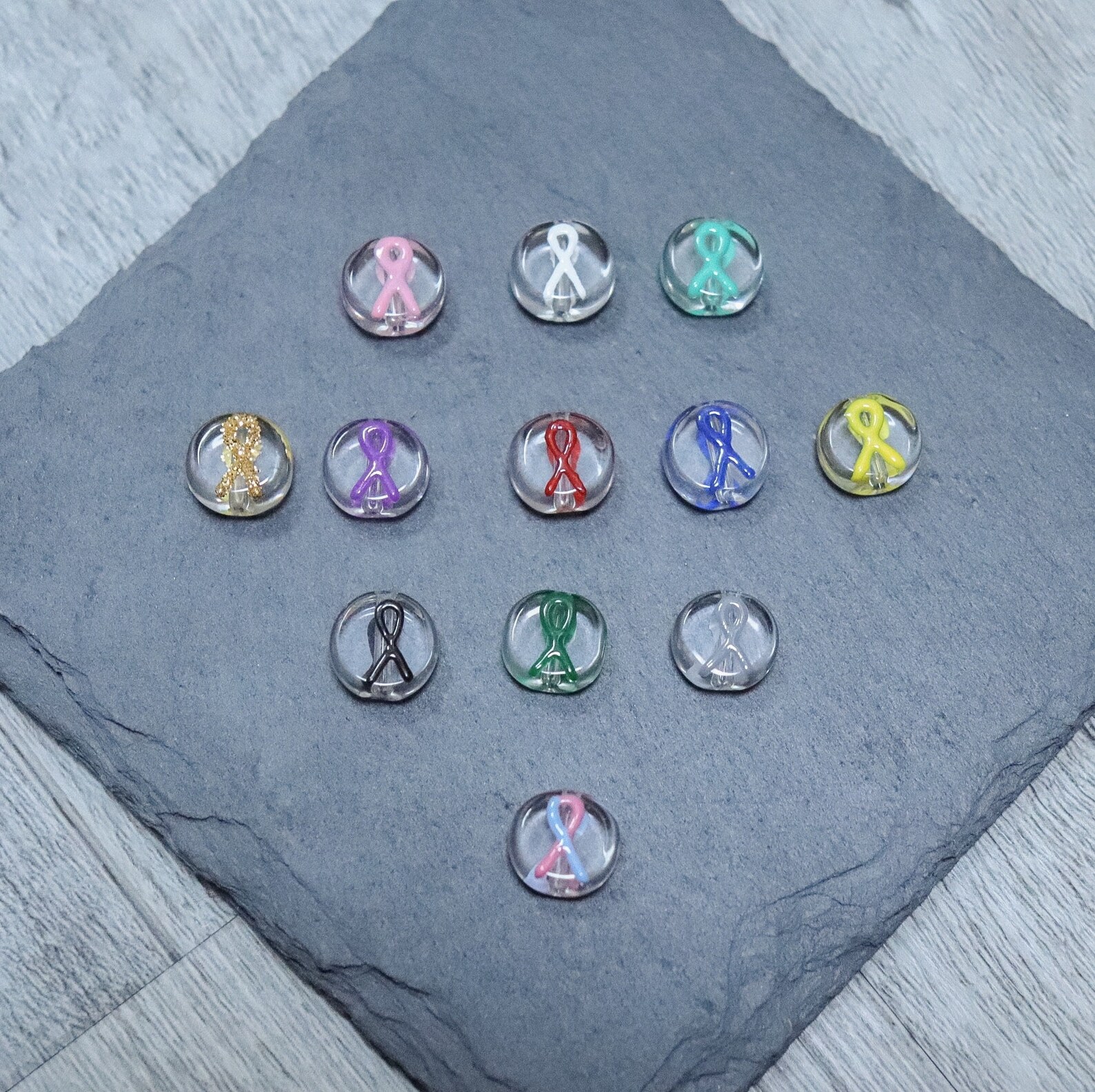 Ribbon Beads Cancer Awareness Glass Beads for Jewelry Making | Etsy