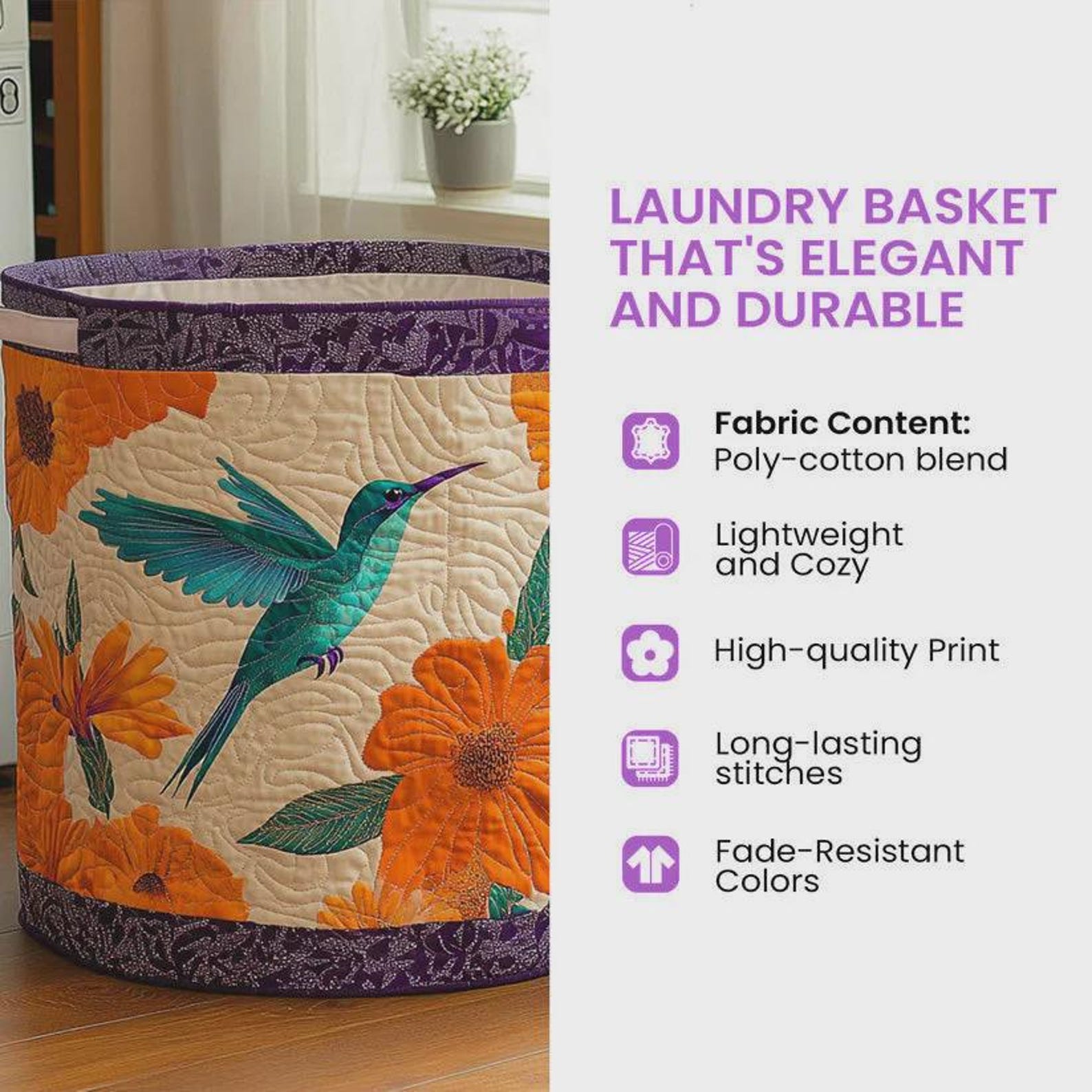 Bookish Quilted Laundry Basket, Book Lover Storage Bin, Reading Room ...