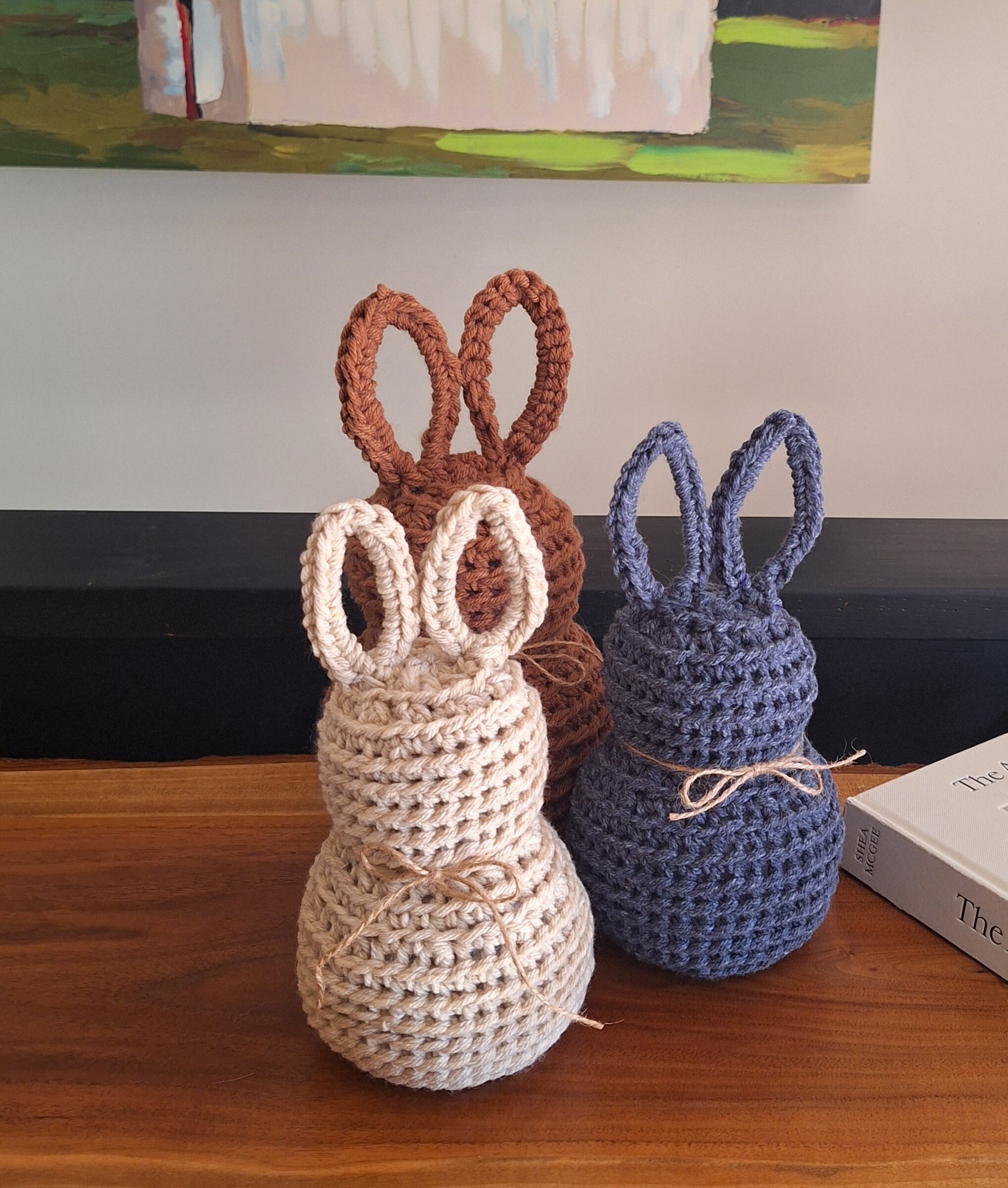 Rustic Farmhouse Bunny Decor, Rabbit Table Decor, Crochet Bunny for ...