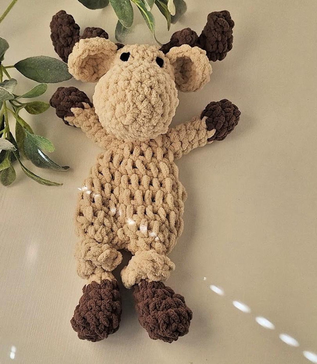 Moose Knotted Lovey Doll - Finished Moose Stuffy, Snuggler, Toy - Etsy