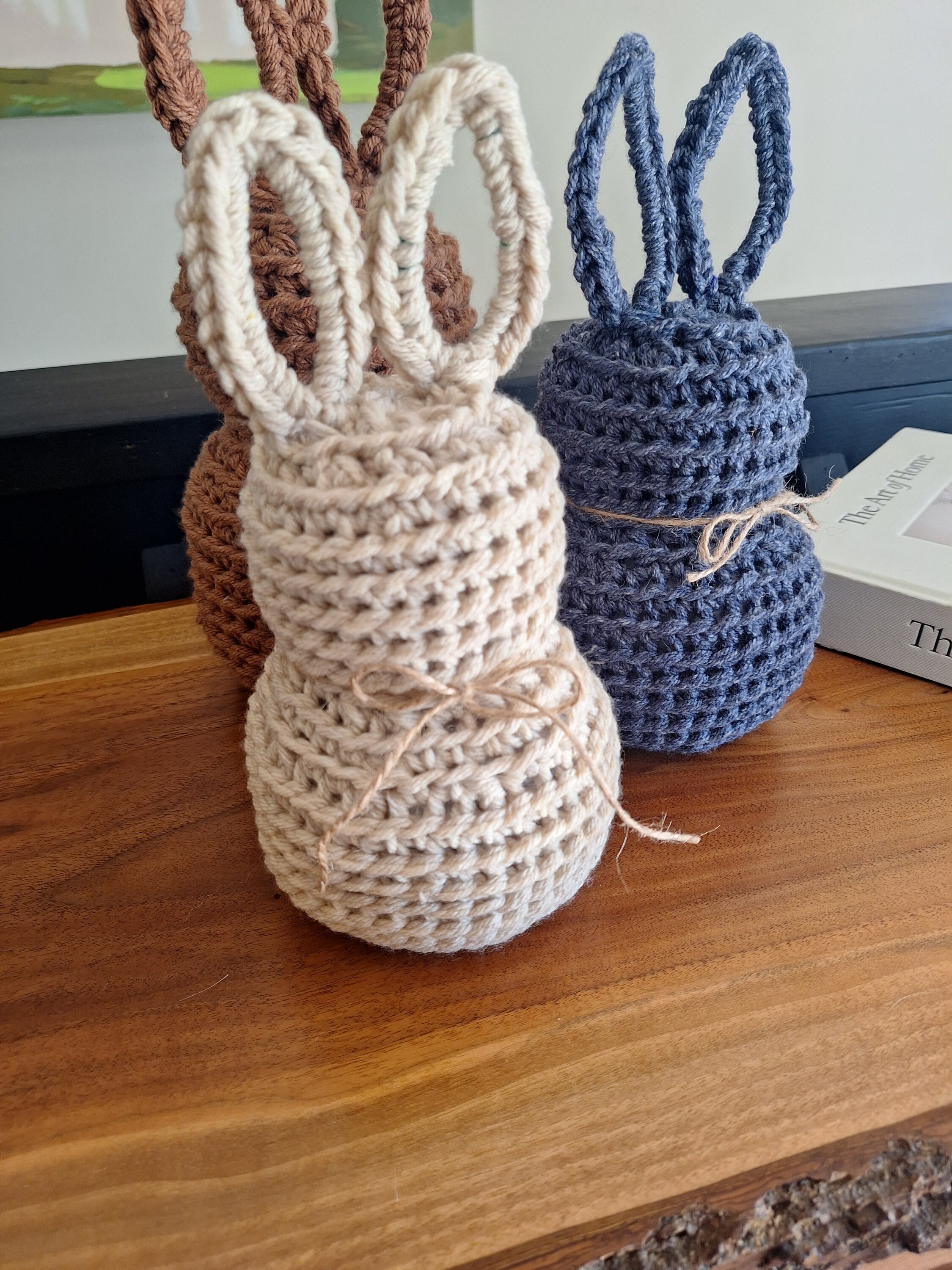 Rustic Farmhouse Bunny Decor, Rabbit Table Decor, Crochet Bunny for ...