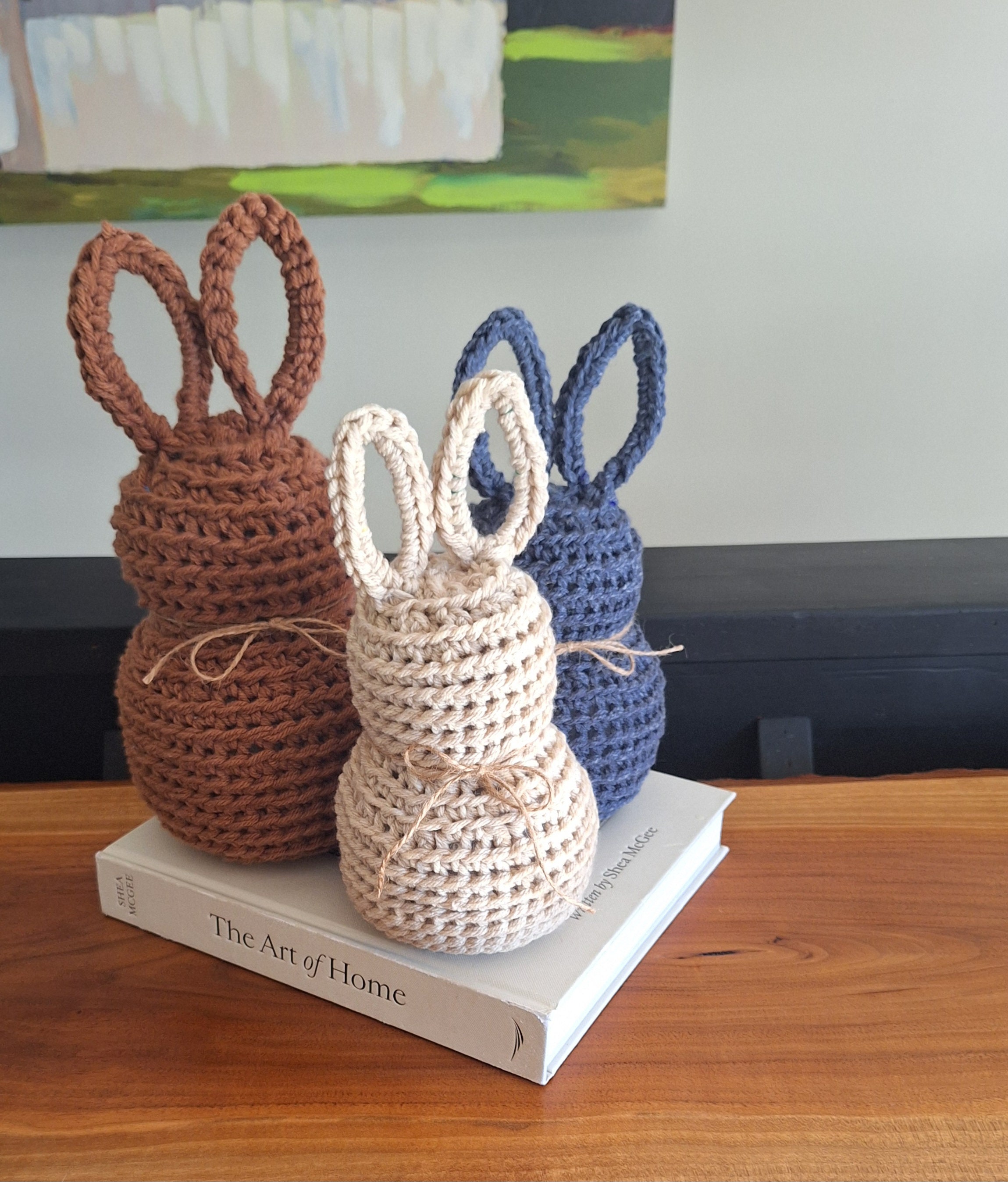 Rustic Farmhouse Bunny Decor, Rabbit Table Decor, Crochet Bunny for ...