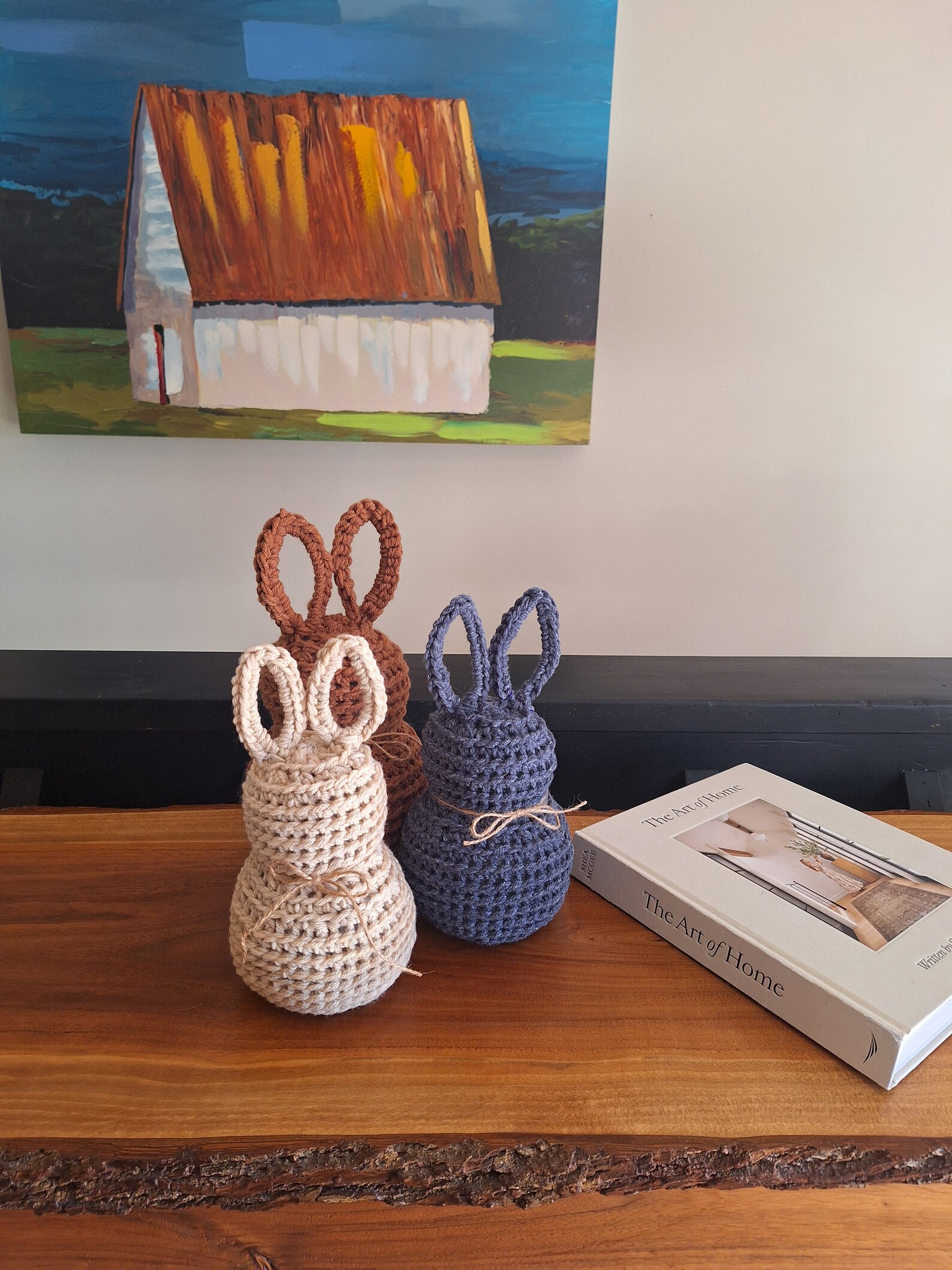 Rustic Farmhouse Bunny Decor, Rabbit Table Decor, Crochet Bunny for ...