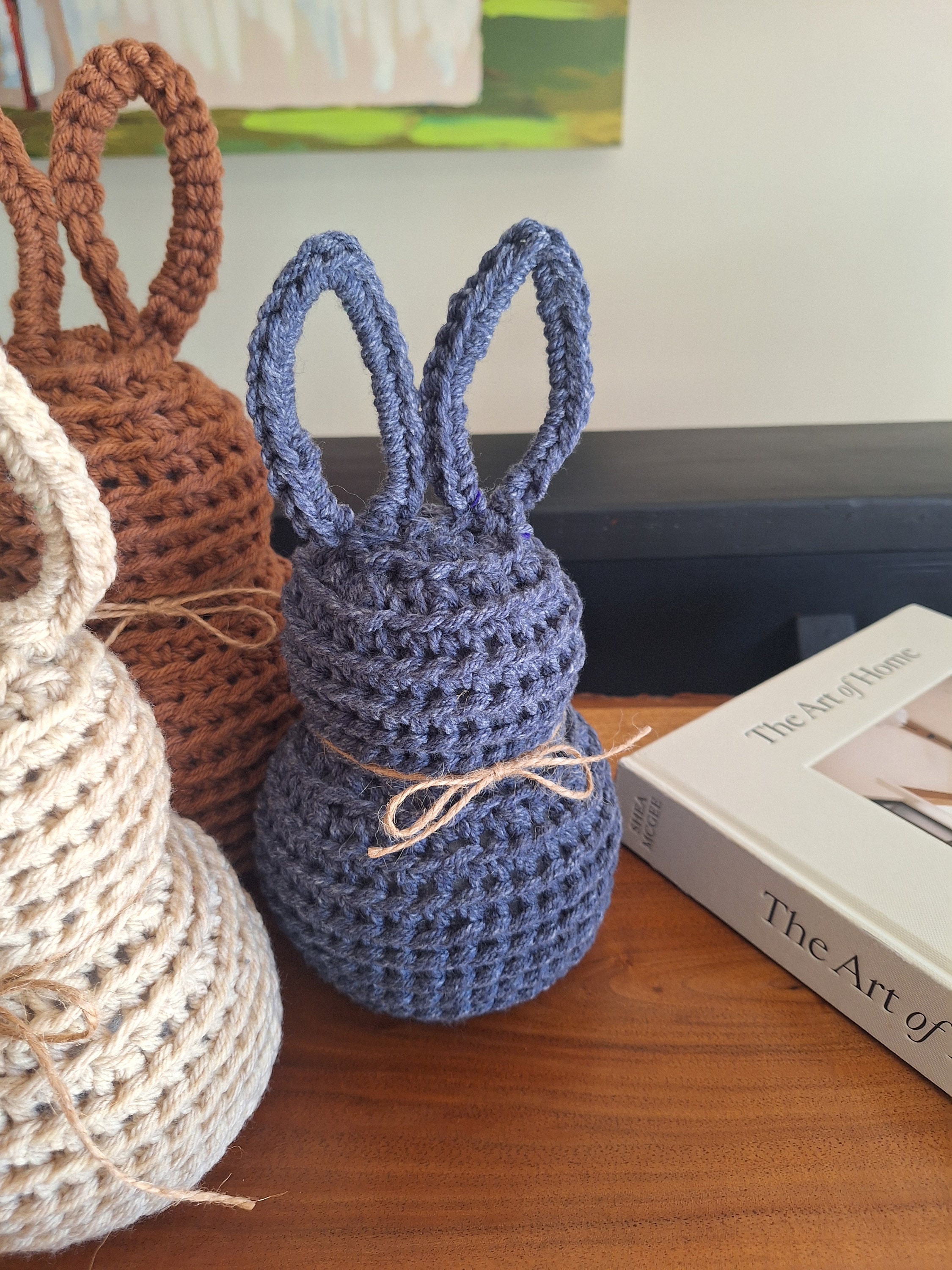 Rustic Farmhouse Bunny Decor, Rabbit Table Decor, Crochet Bunny for ...