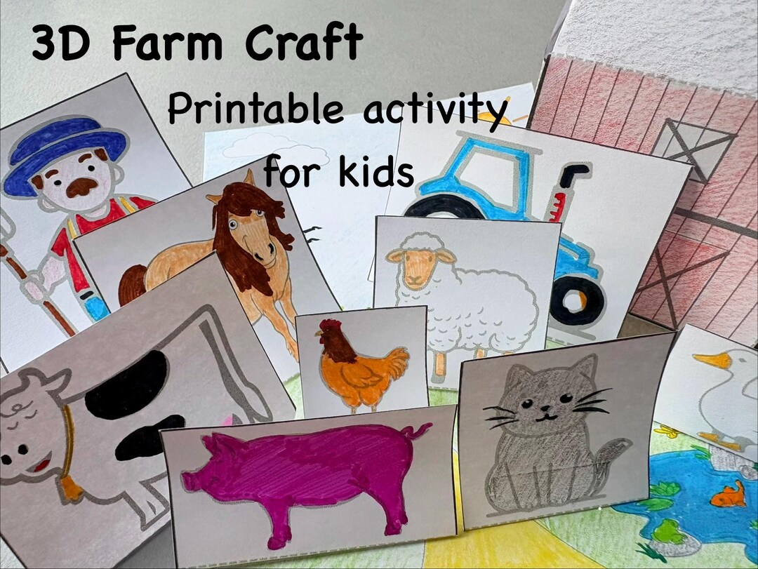 3D Farm Craft Printable Activity for Kids | Cut and Paste Craft | 3D ...