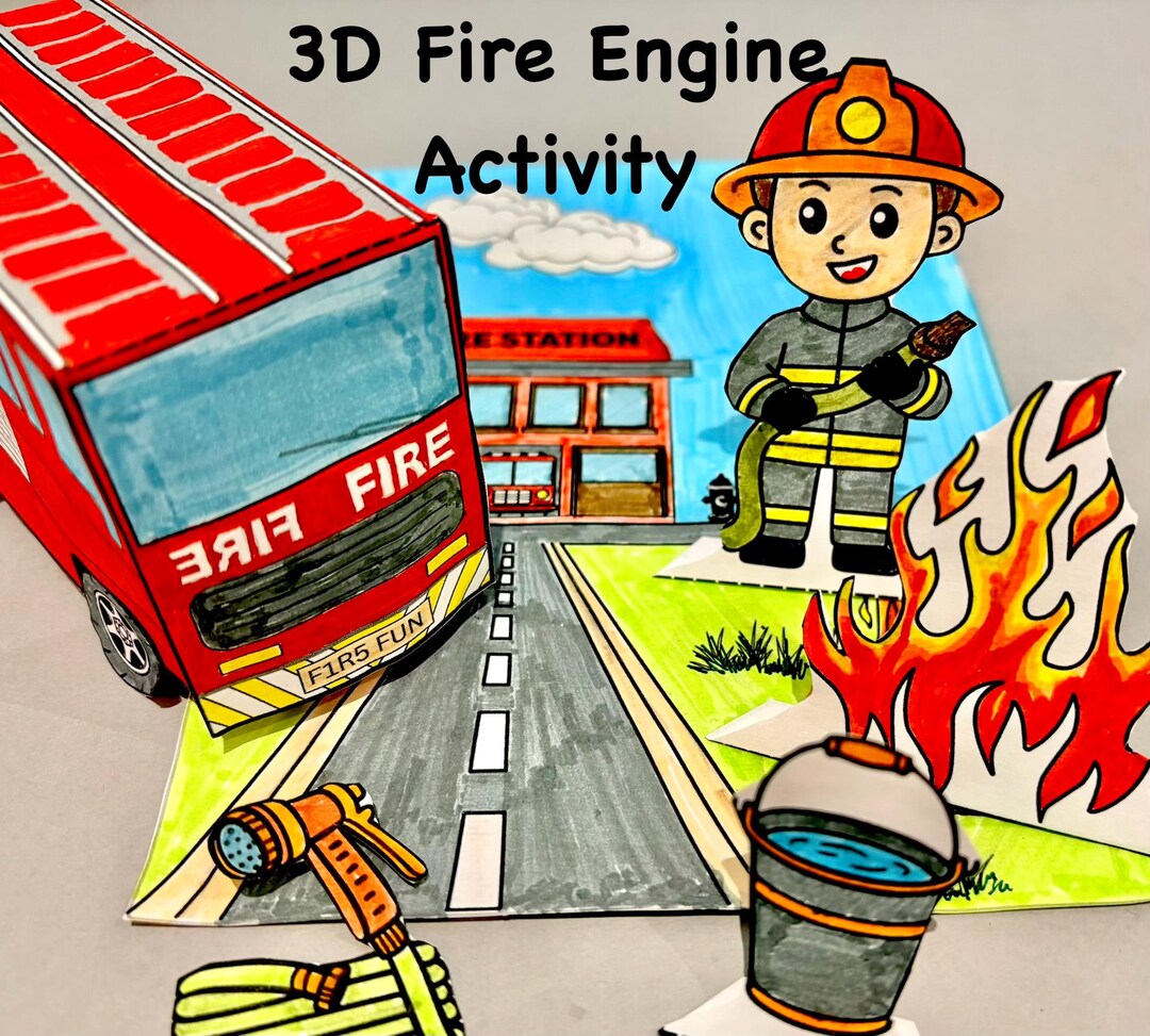 3D Fire Engine Craft for Kids | Printable Fire Truck Activity | Cut and ...