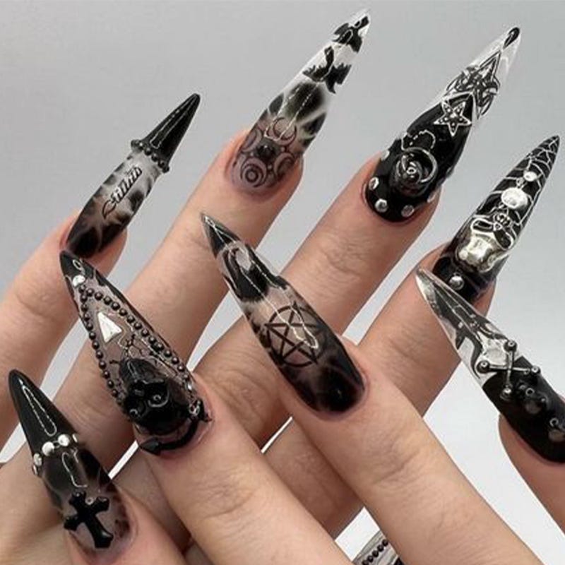 Gothic Press On Nails Etsy