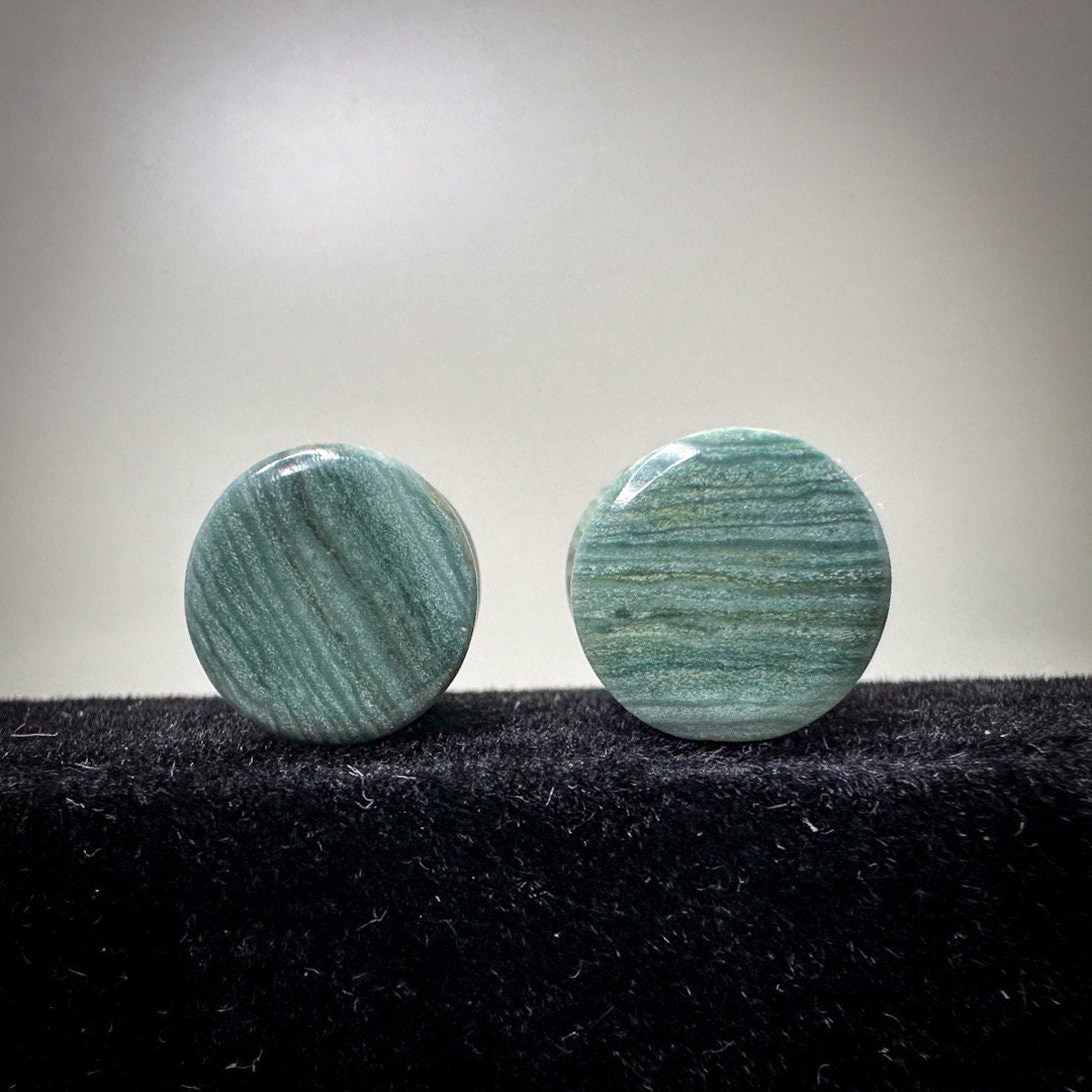 00ga 10mm Gary Green Jasper Double Flare Stone Plugs - Etsy