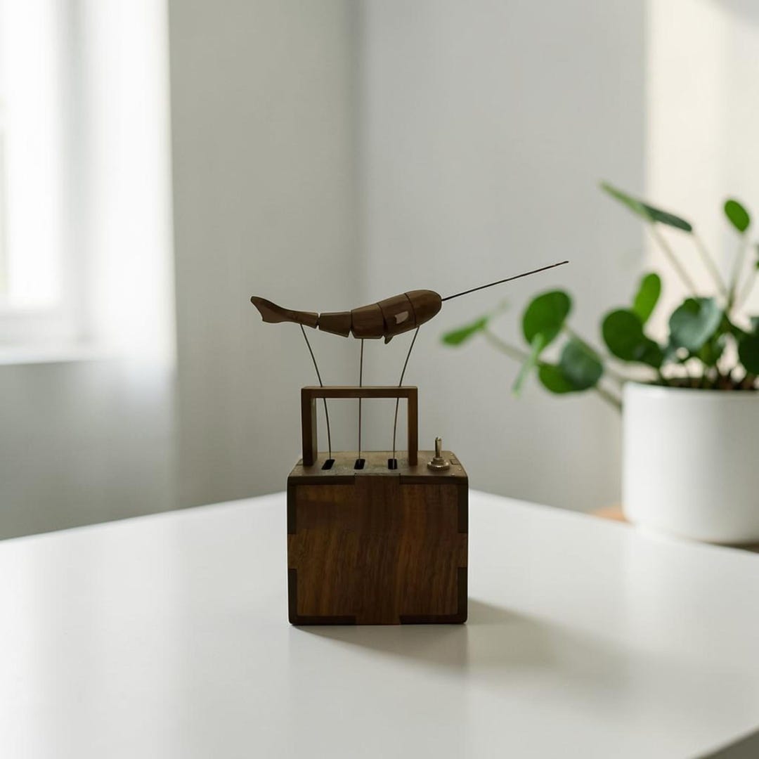 Wooden Whale Automata Sculpture, Handmade Kinetic Desk Toy | Mechanical ...