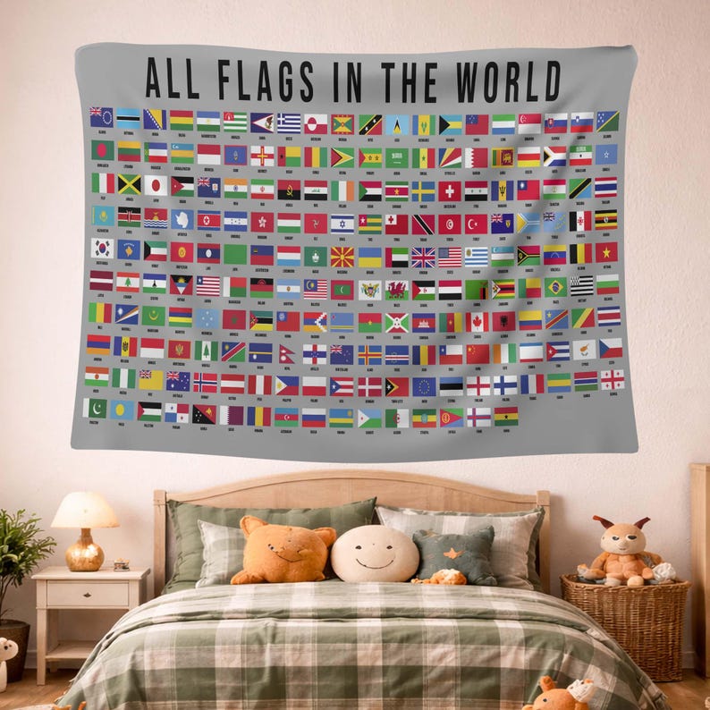 World Flags Collection, Countries Map Art, Educational Tapestry - Etsy
