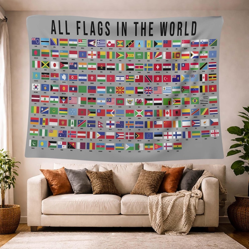 Colección de banderas del mundo, arte con mapas de países, tapiz ...