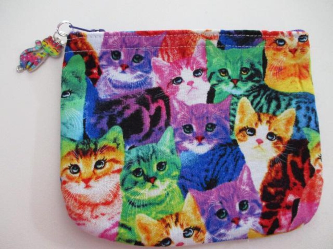 Coin Purse Colorful Cats Allover Coin, Currency, Credit Card Zipper ...