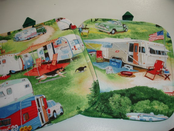 Set2 Let's Go RVing camping green print | Etsy