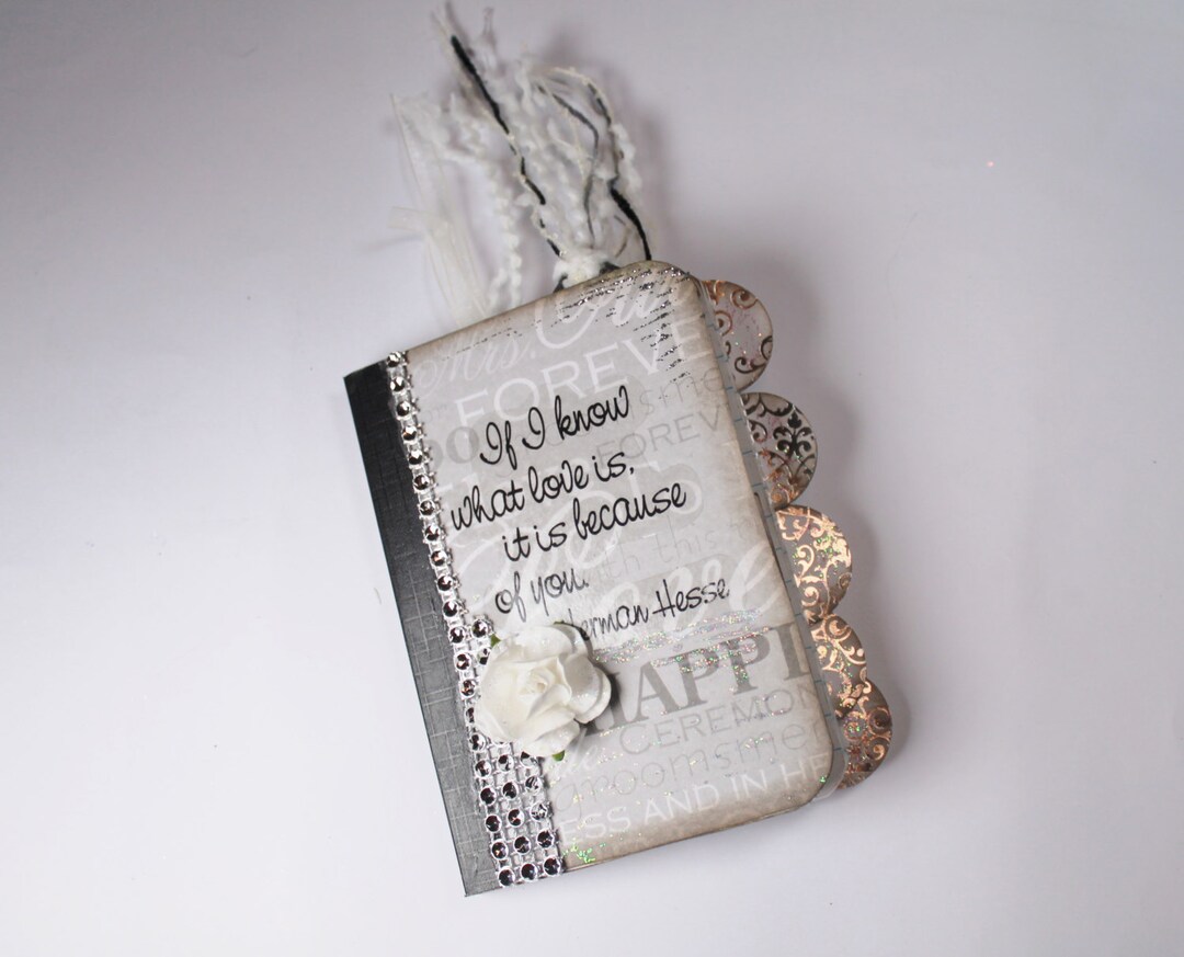 Mini Wedding Journal: Handmade Altered Notebook With Rhinestones - Etsy