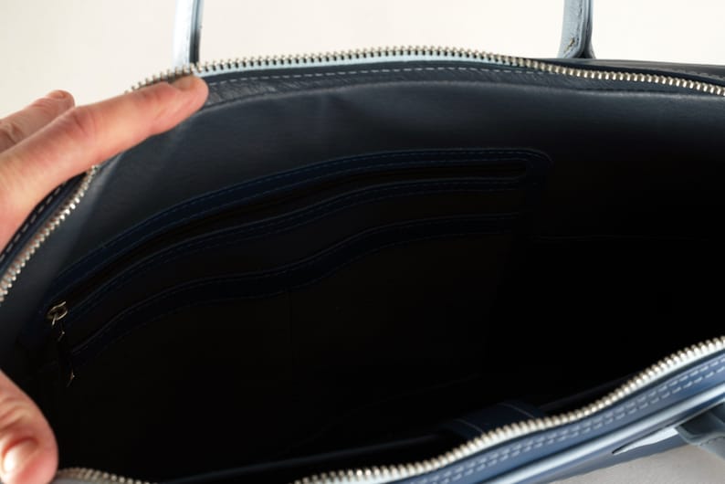 Handmade Leather Briefcase DAN in Blue, Light Blue | Unisex Business ...
