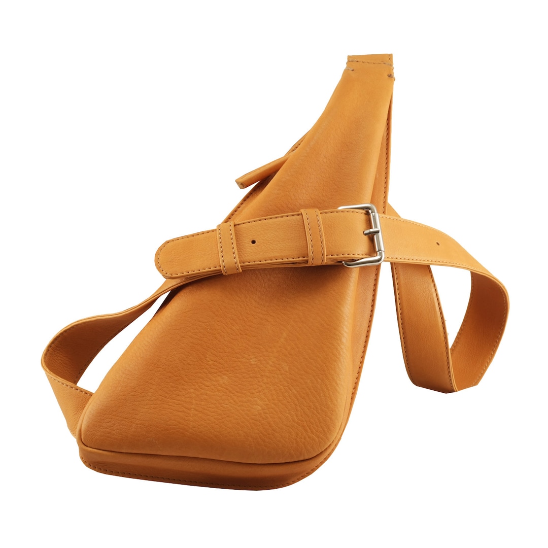 Handmade Leather Body Bag MATT in Camel Cognac Tan Brown, Super Soft ...