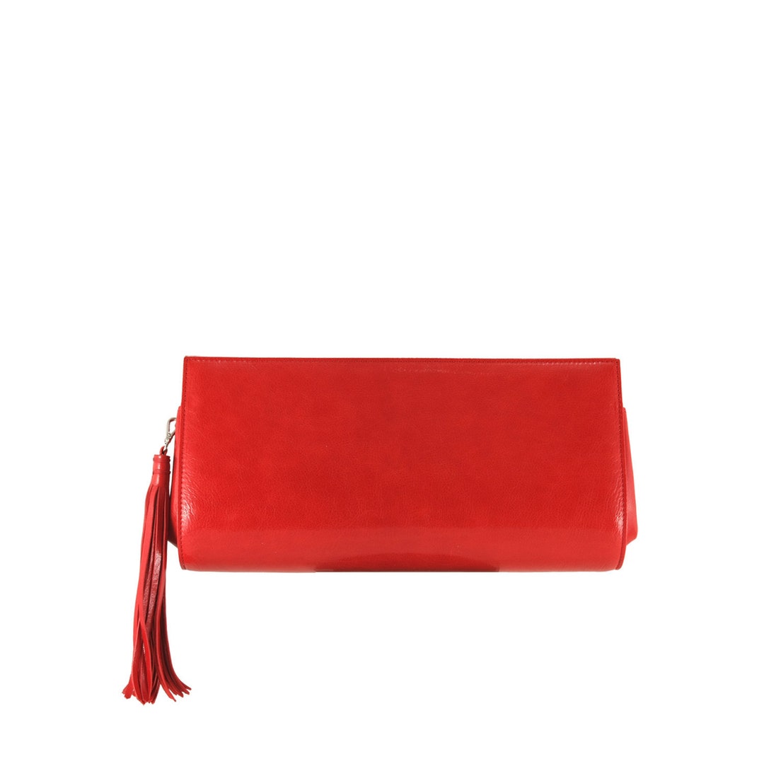 Handmade Leather Clutch Bag ELSA in Red, Ferrari Scarlet Rouge W ...