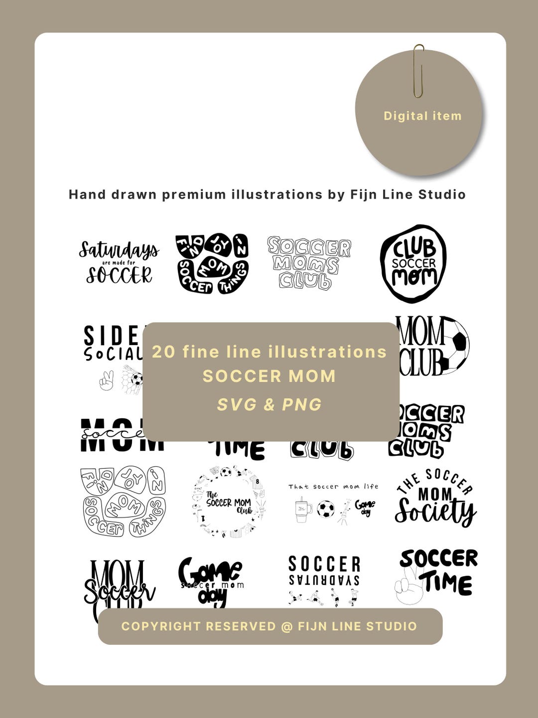 Fußball Mama Linie Kunst Bundle, SVG PNG Designs (digitaler Download ...