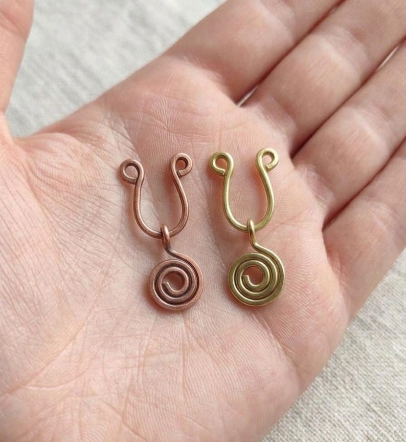 Boho Tribal Spiral Septum Ring, Copper Brass Nose Jewelry, Handmade ...