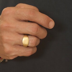 14K Gold Men's Wide Signet Ring, 15 Mm Thick Chunky Flat Top Gold ...