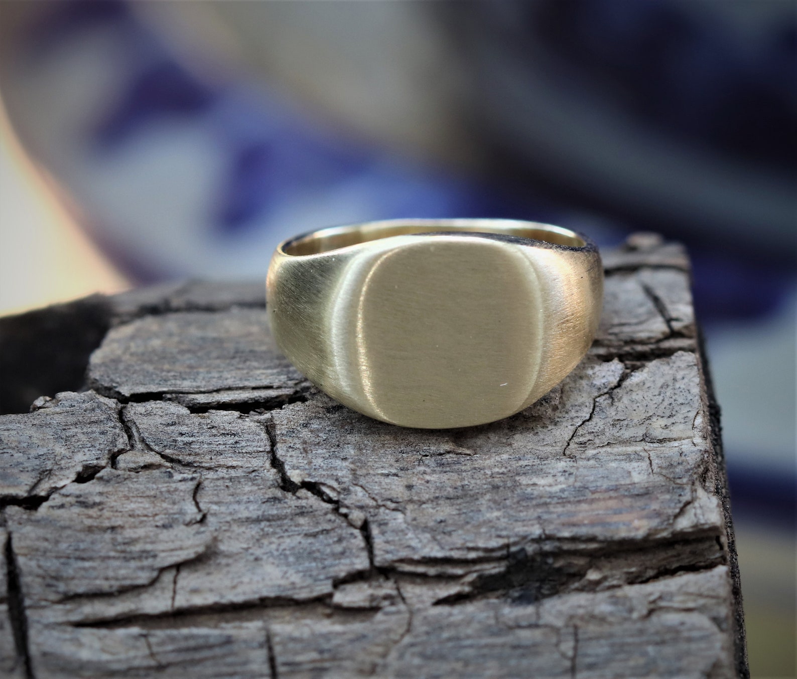 14K Solid Gold Signet Ring for Men - Etsy