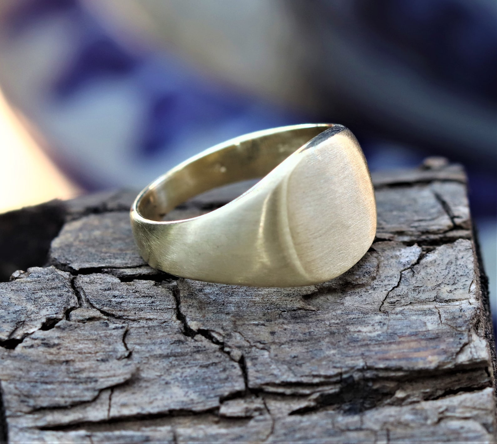 14K Solid Gold Signet Ring for Men - Etsy