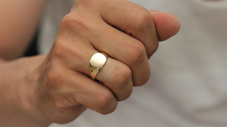 14K Solid Gold Signet Ring for Men - Etsy